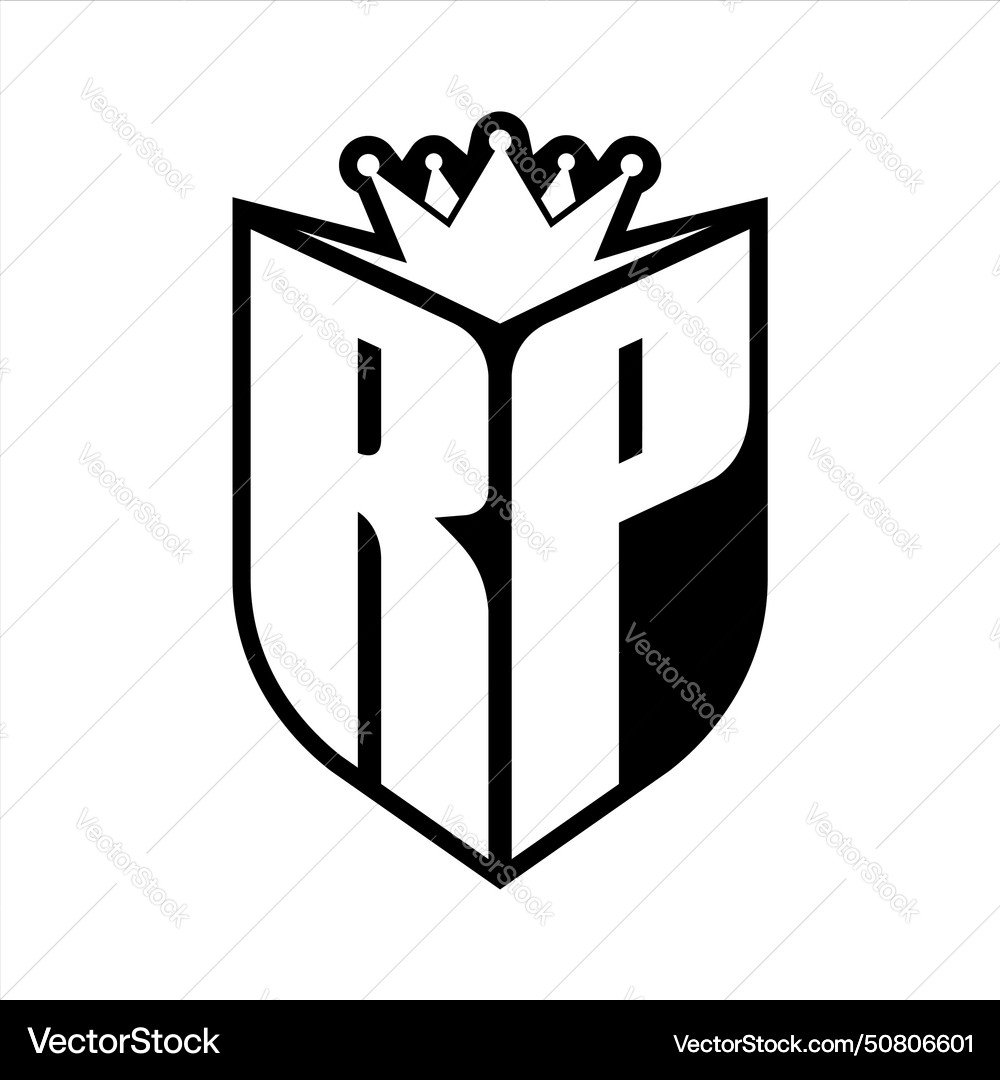 Rp letter bold monogram with shield shape Vector Image