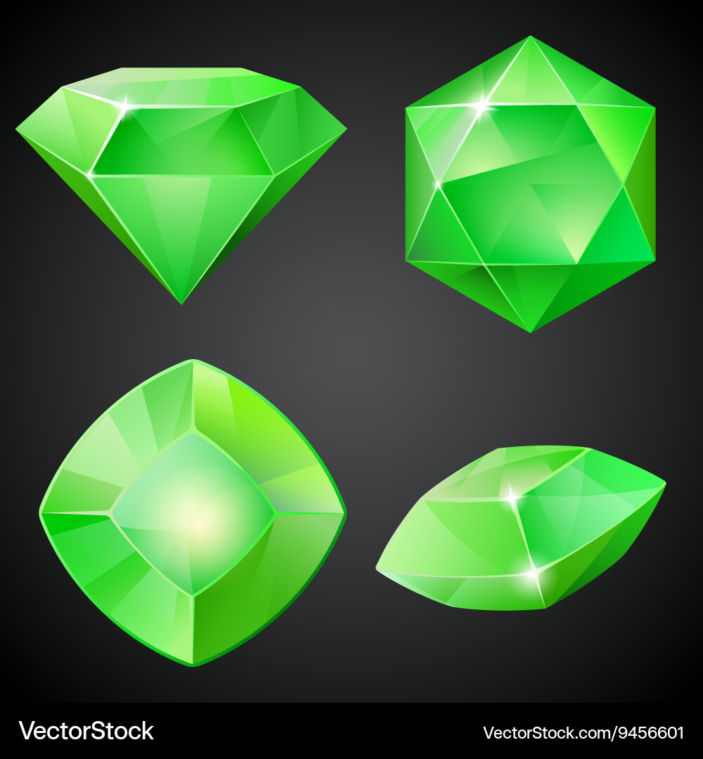 Set of green gemstones Royalty Free Vector Image