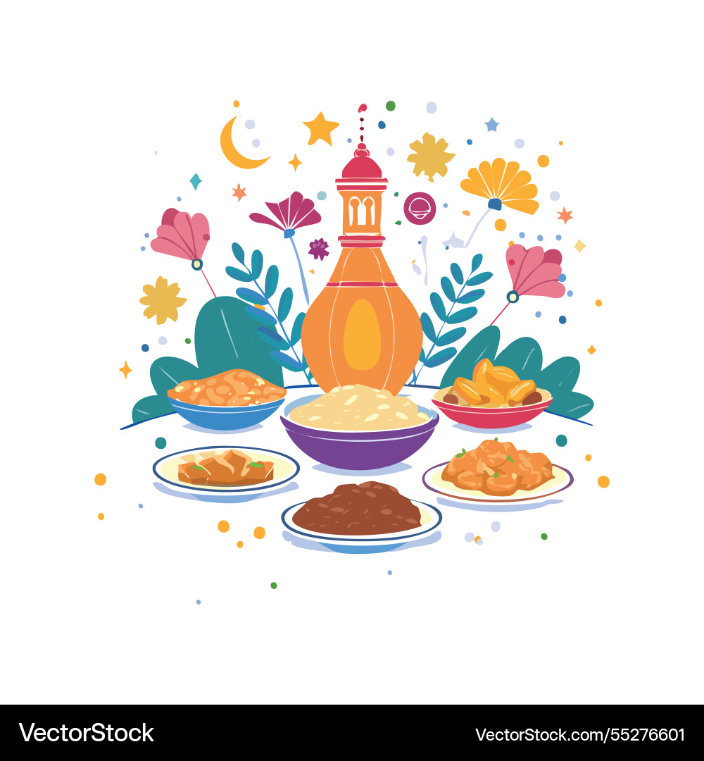 Simple of iftar dishes Royalty Free Vector Image
