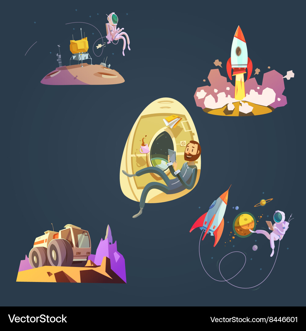 Space cartoon set Royalty Free Vector Image - VectorStock