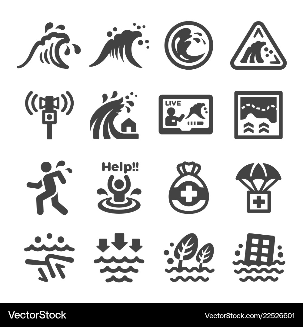 Tsunami icon Royalty Free Vector Image - VectorStock