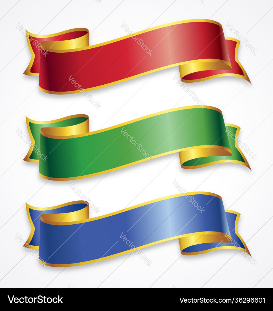 Wide ribbons with gold trim Royalty Free Vector Image