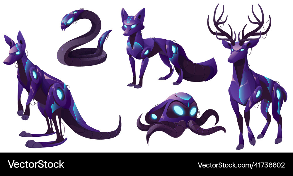 Animal robots cyborgs kangaroo snake fox deer Vector Image