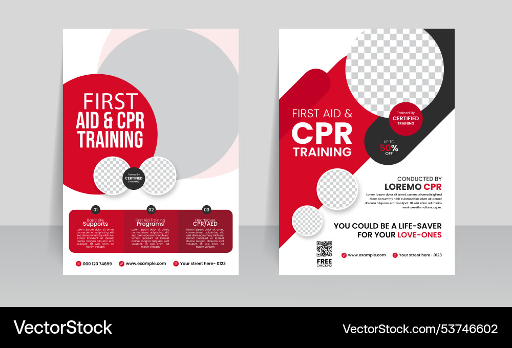 Cpr training flyer template Royalty Free Vector Image