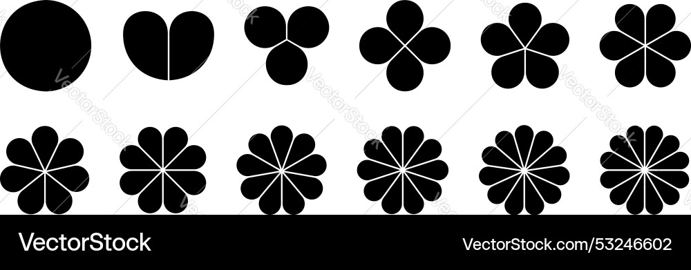 Flower diagrams with petals floral chart divided Vector Image