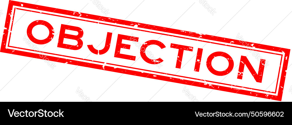 Grunge red objection word square rubber seal Vector Image