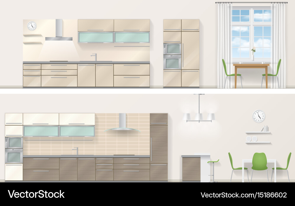 Realistic kitchen Royalty Free Vector Image - VectorStock