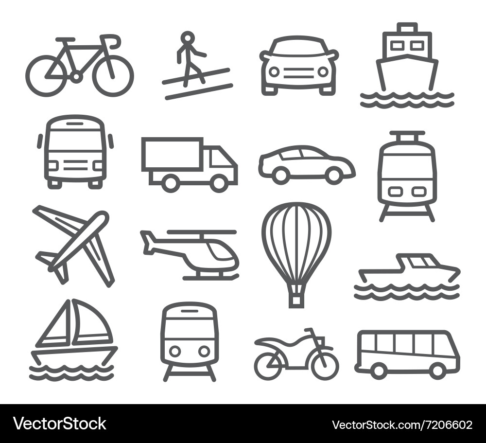 Transport line icons Royalty Free Vector Image