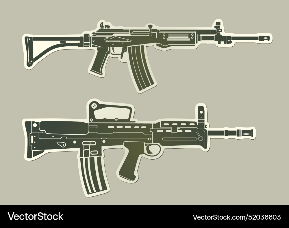 Assault rifle sticker Royalty Free Vector Image