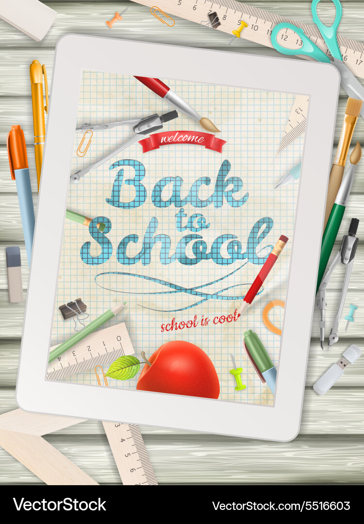 Back to school with tablet eps 10 Royalty Free Vector Image