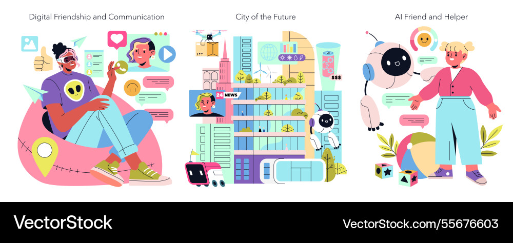 Beta generation flat Royalty Free Vector Image