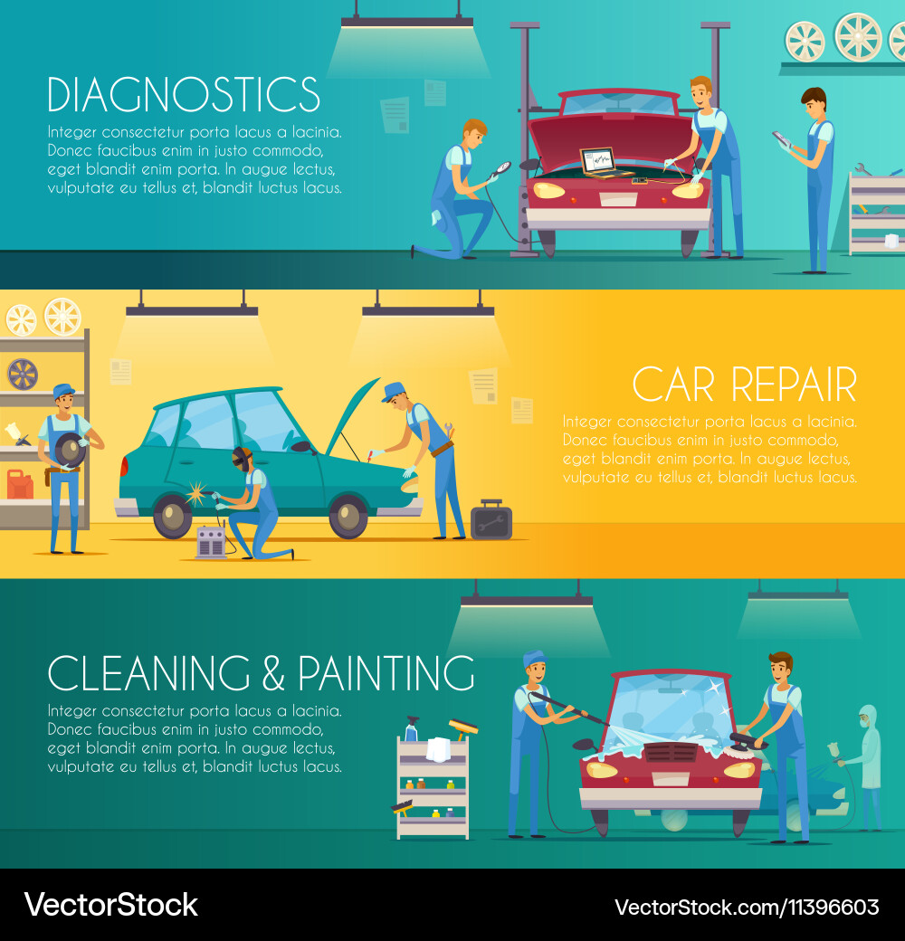 Car Repair Shop Banners Royalty Free Vector Image