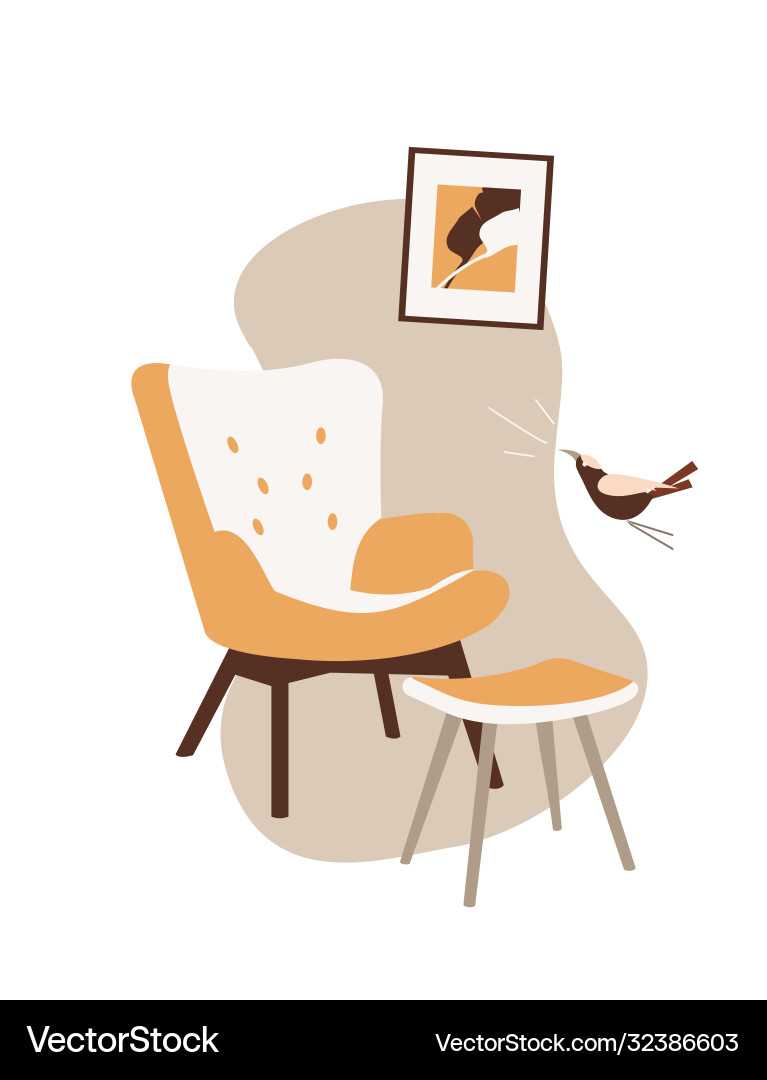 Cute interior a cozy room Royalty Free Vector Image