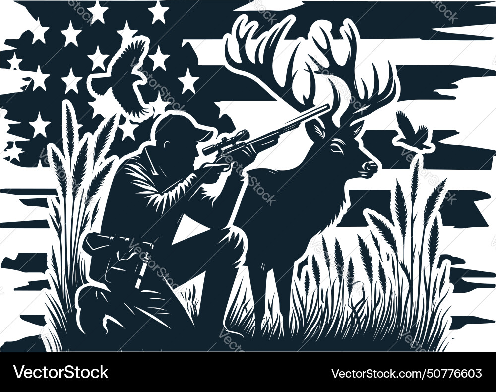 Deer flag svg jag jagd sv Lizenzfreies Vektorbild