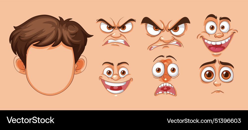Different cartoon facial expressions Royalty Free Vector