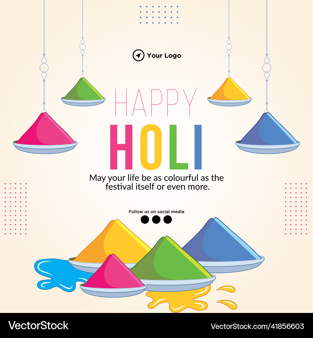 Happy holi banner design Royalty Free Vector Image