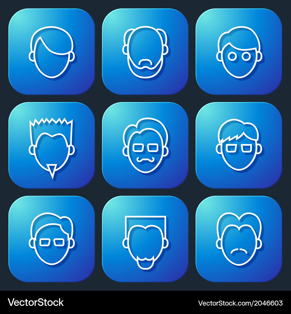 Male Faces App Icons Royalty Free Vector Image