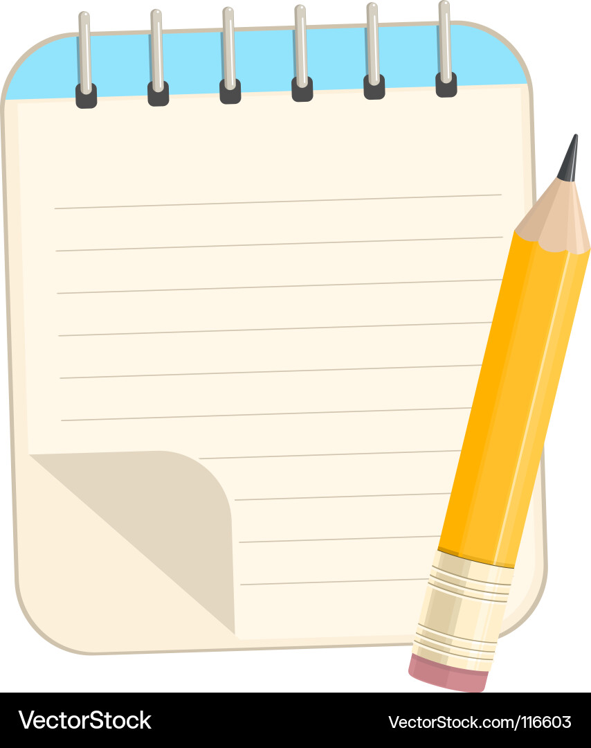 Notebook and pencil Royalty Free Vector Image - VectorStock
