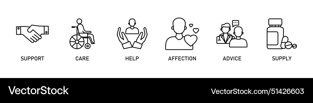 Nursing service banner website icons Royalty Free Vector