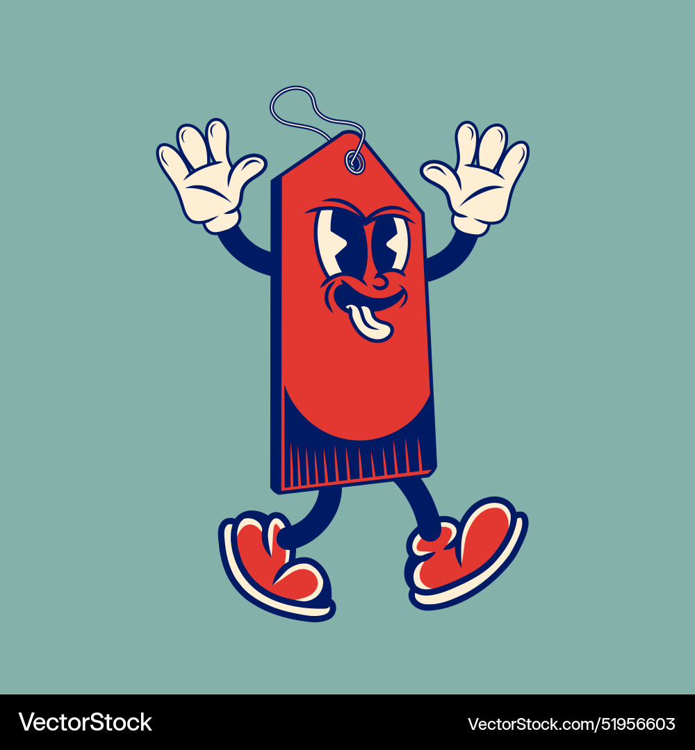 Retro character design of price tag Royalty Free Vector