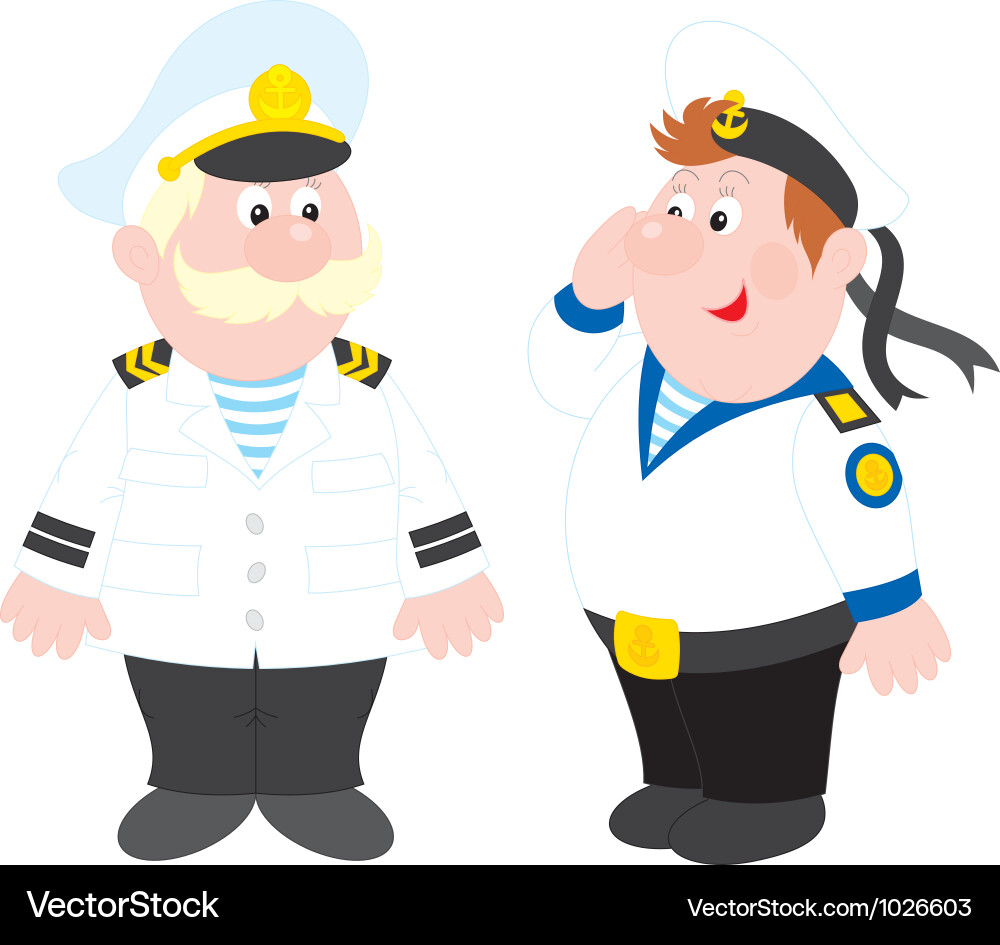 Sea captain and sailor Royalty Free Vector Image