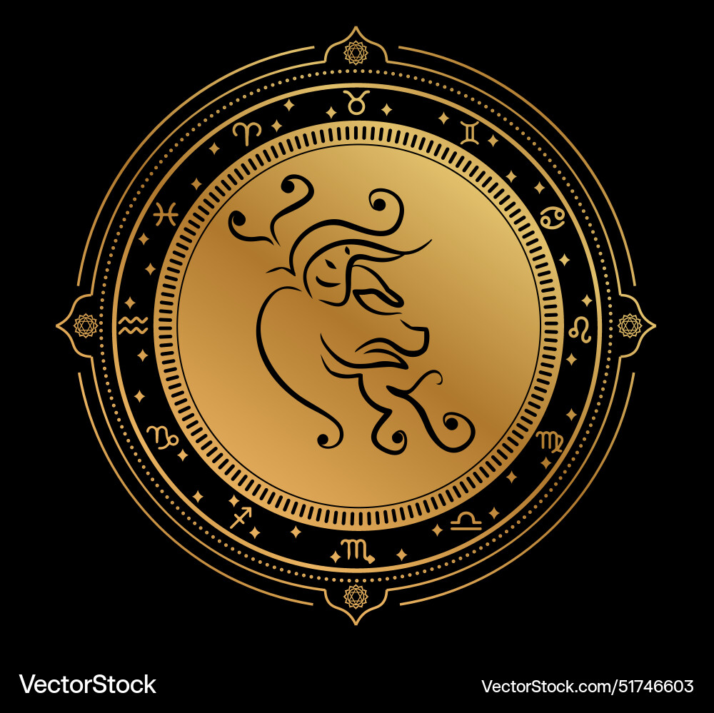 Taurus sign gold Royalty Free Vector Image - VectorStock