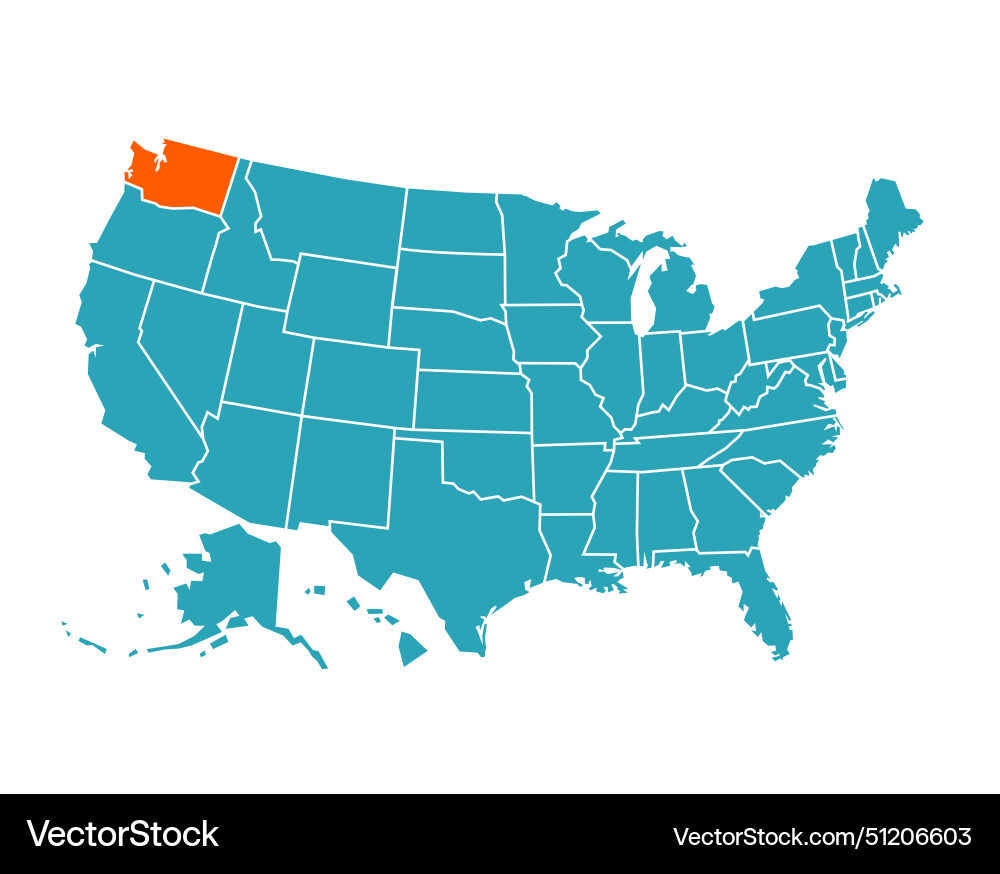 Usa map with washington prominent Royalty Free Vector Image