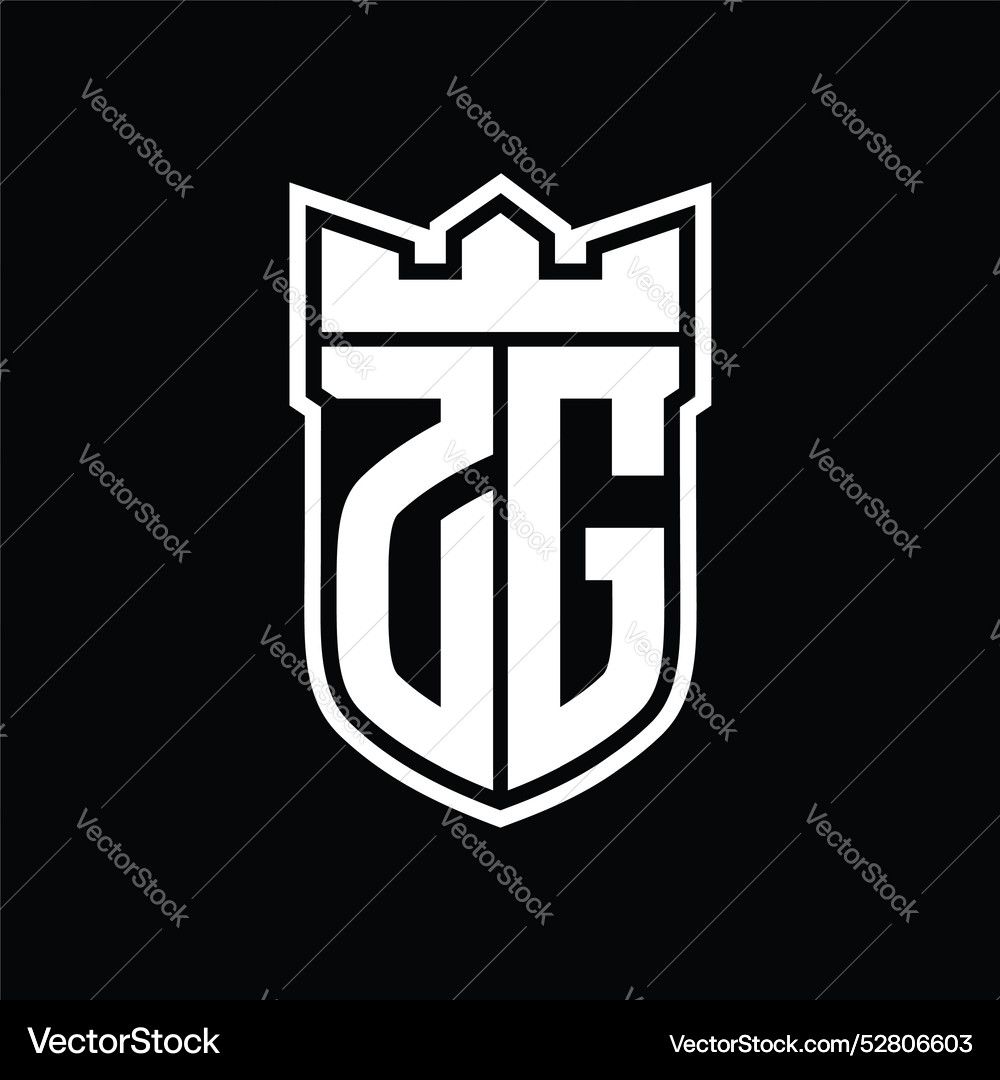 Zg logo shield shape with geometric crown inside Vector Image