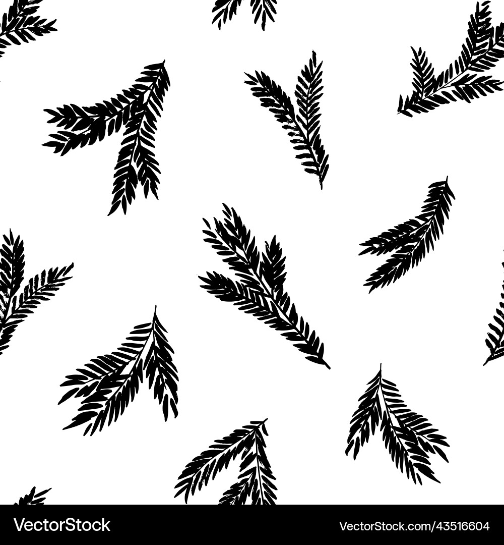 Hand drawn spruce branches seamless pattern Vector Image