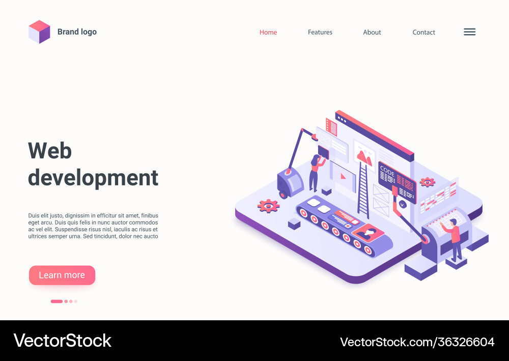 Isometric Web Development Technology Royalty Free Vector