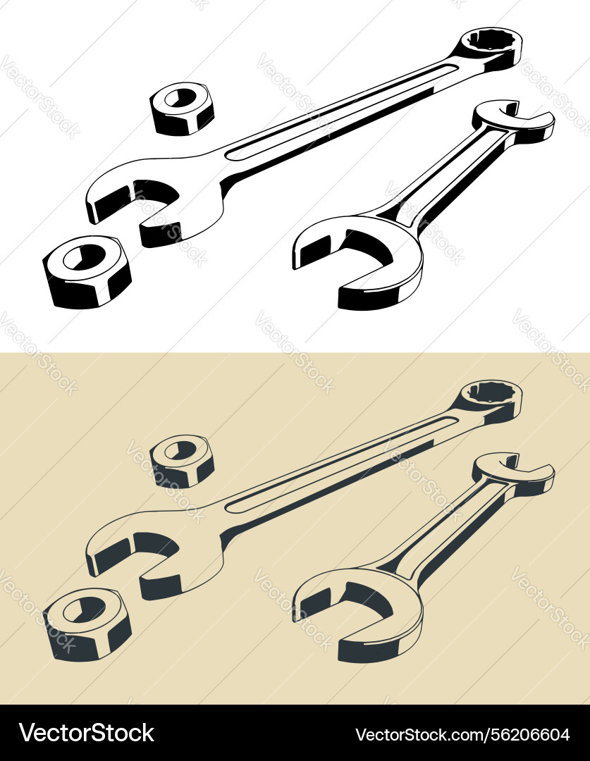Mechanic Wrenches & Nuts Royalty Free Vector Image