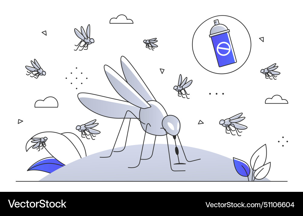 Mosquitoes and a spray can Royalty Free Vector Image