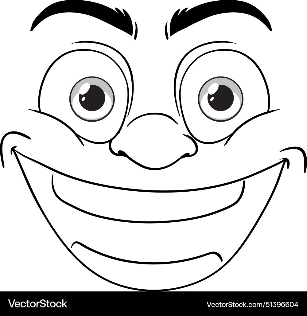 Smiling cartoon face with big eyes Royalty Free Vector Image