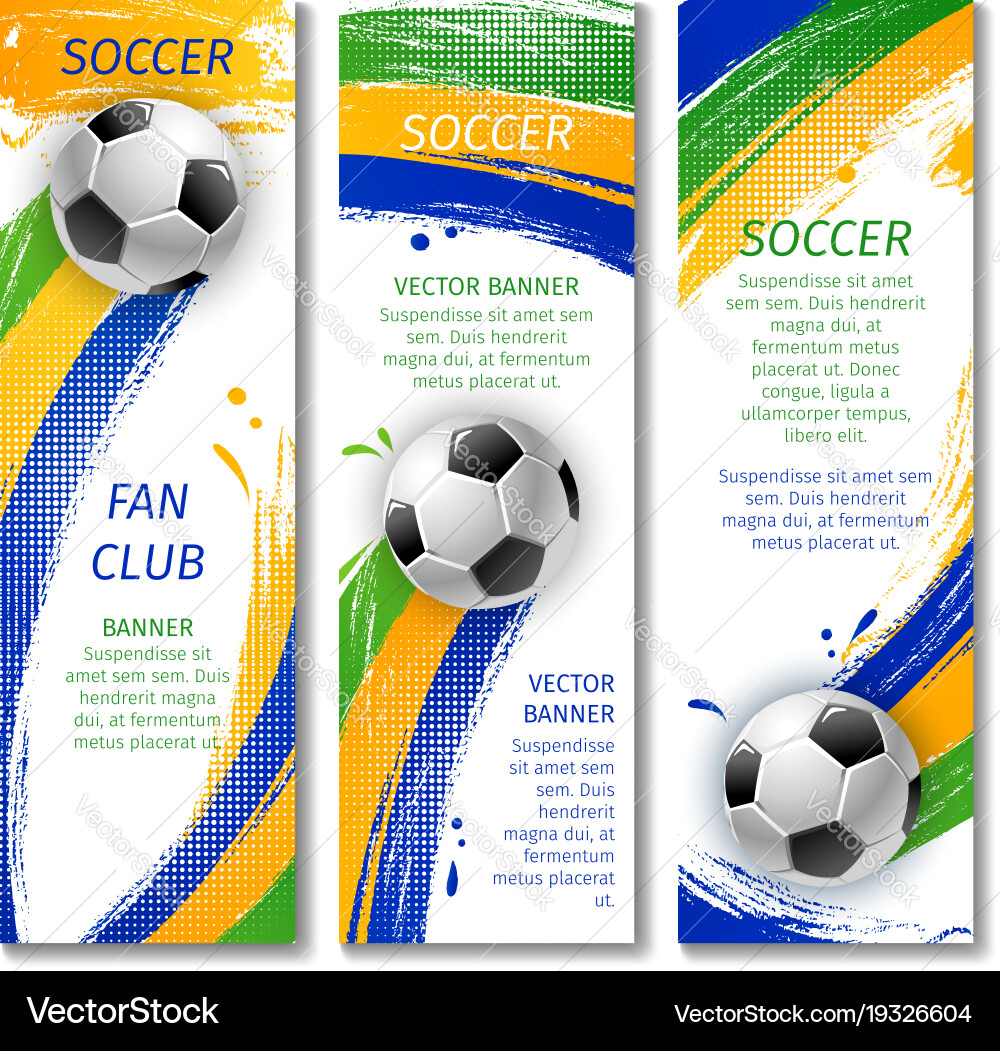 Soccer game banners for sport design Royalty Free Vector