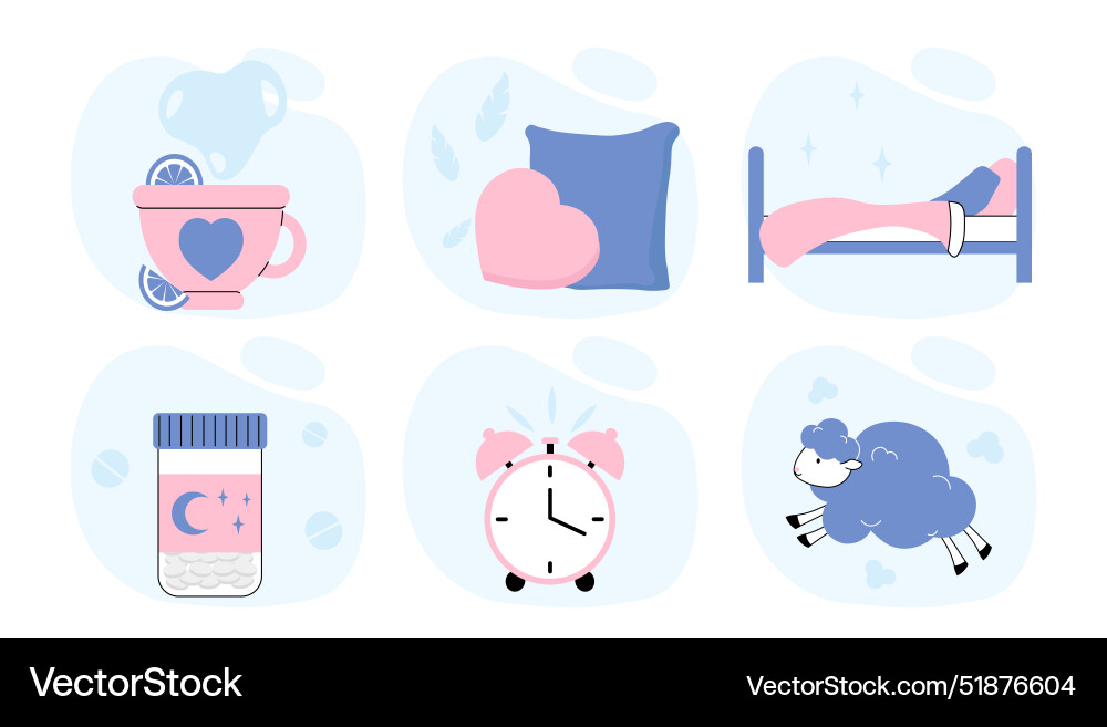 Stuff for sleep set mug with hot drink sheep Vector Image