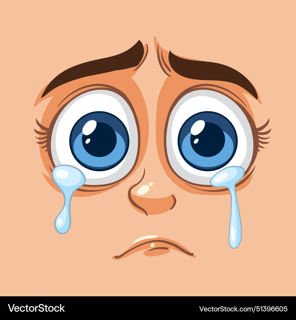 A of sad crying face Royalty Free Vector Image