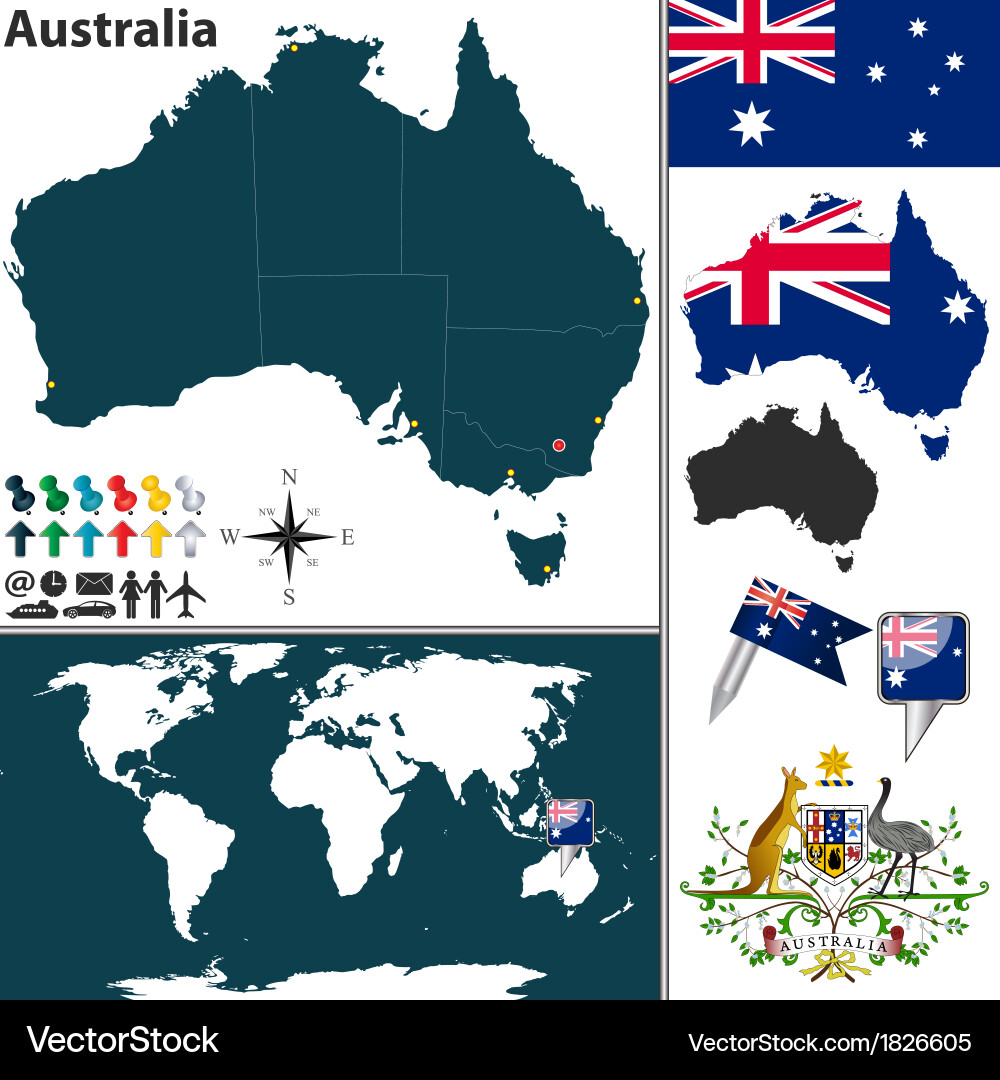Australia Map with Country Details Royalty Free Vector Image