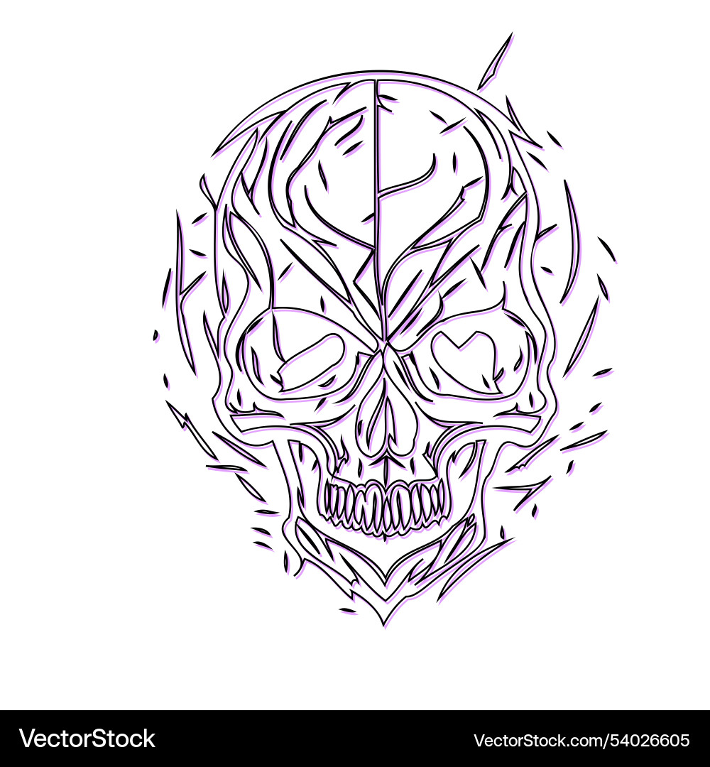 Cursed skull halloween sketch outline shadow Vector Image