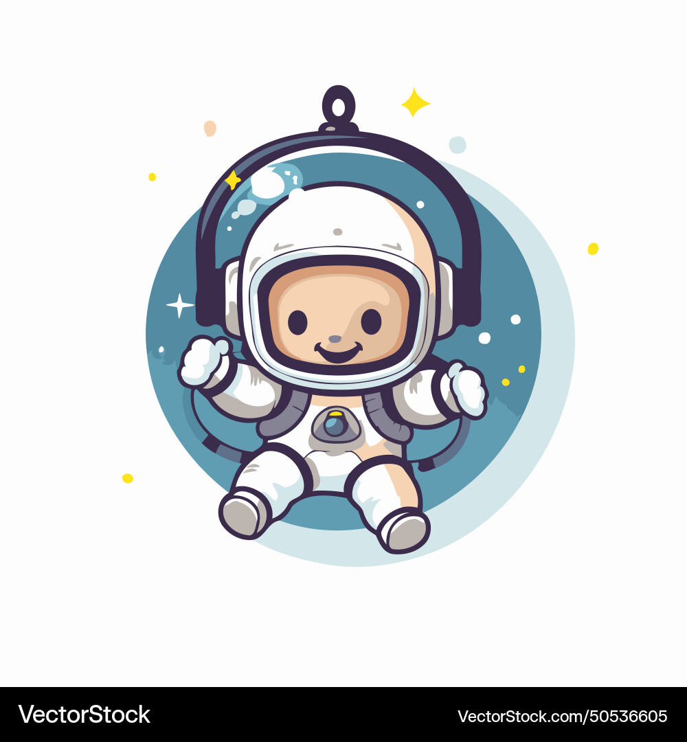 Cute astronaut in space suit on white background Vector Image