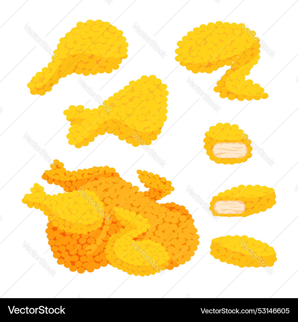Fried chicken meat menu set made with small yellow