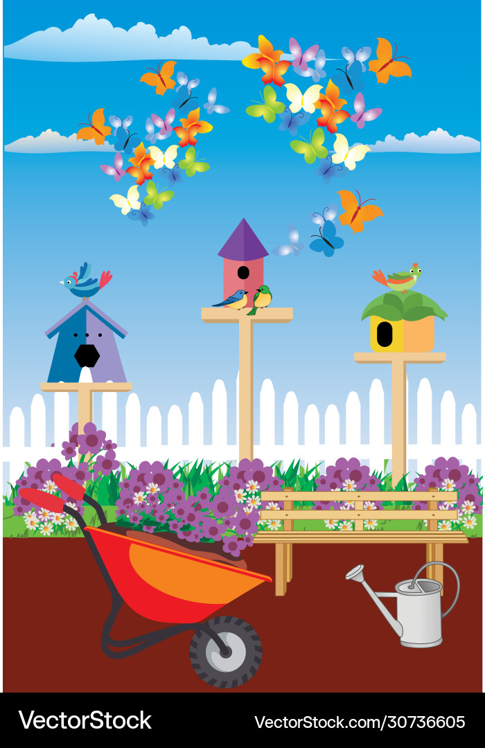 Spring in garden Royalty Free Vector Image - VectorStock