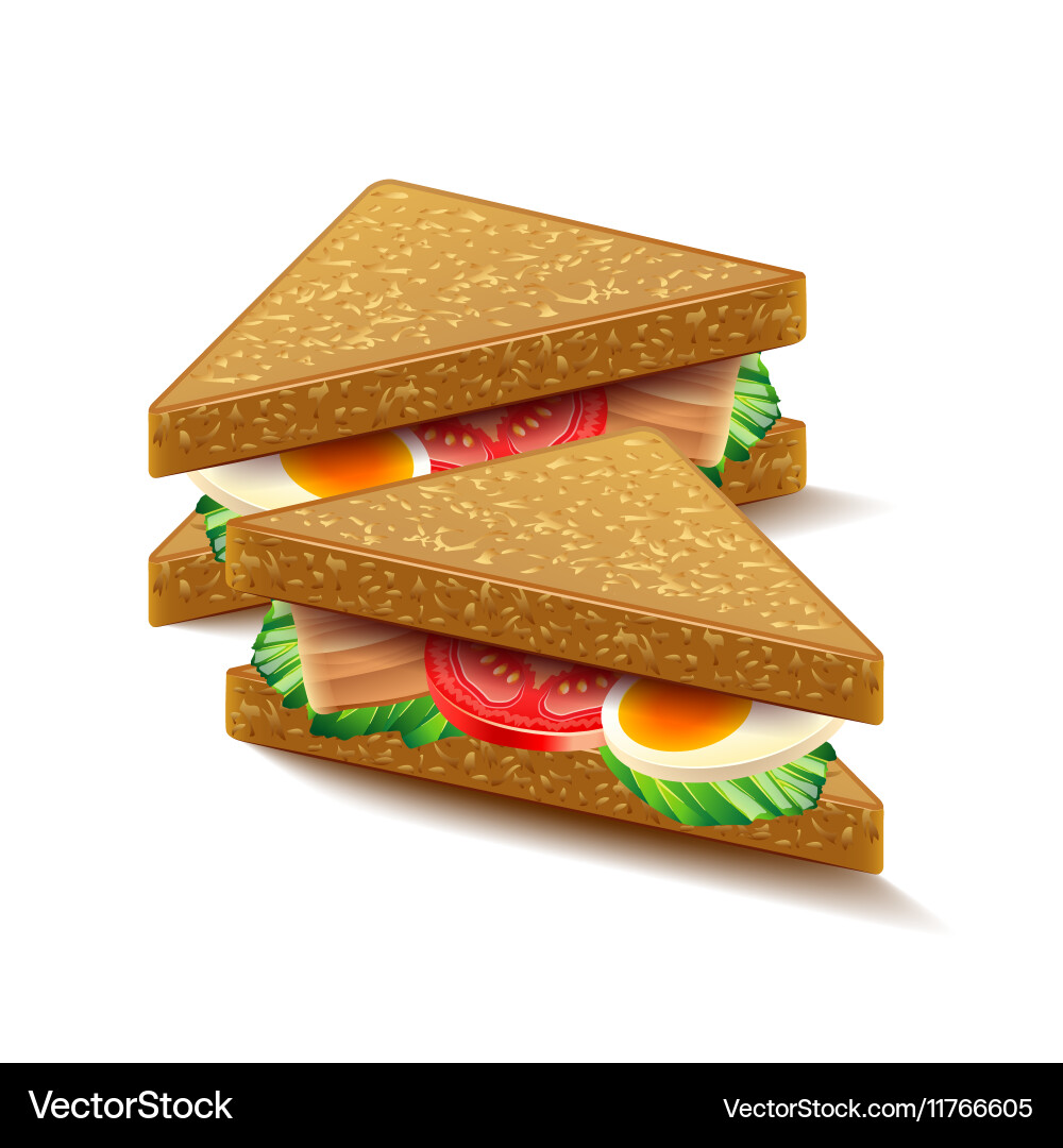 Triangular sandwiches isolated on white Royalty Free Vector