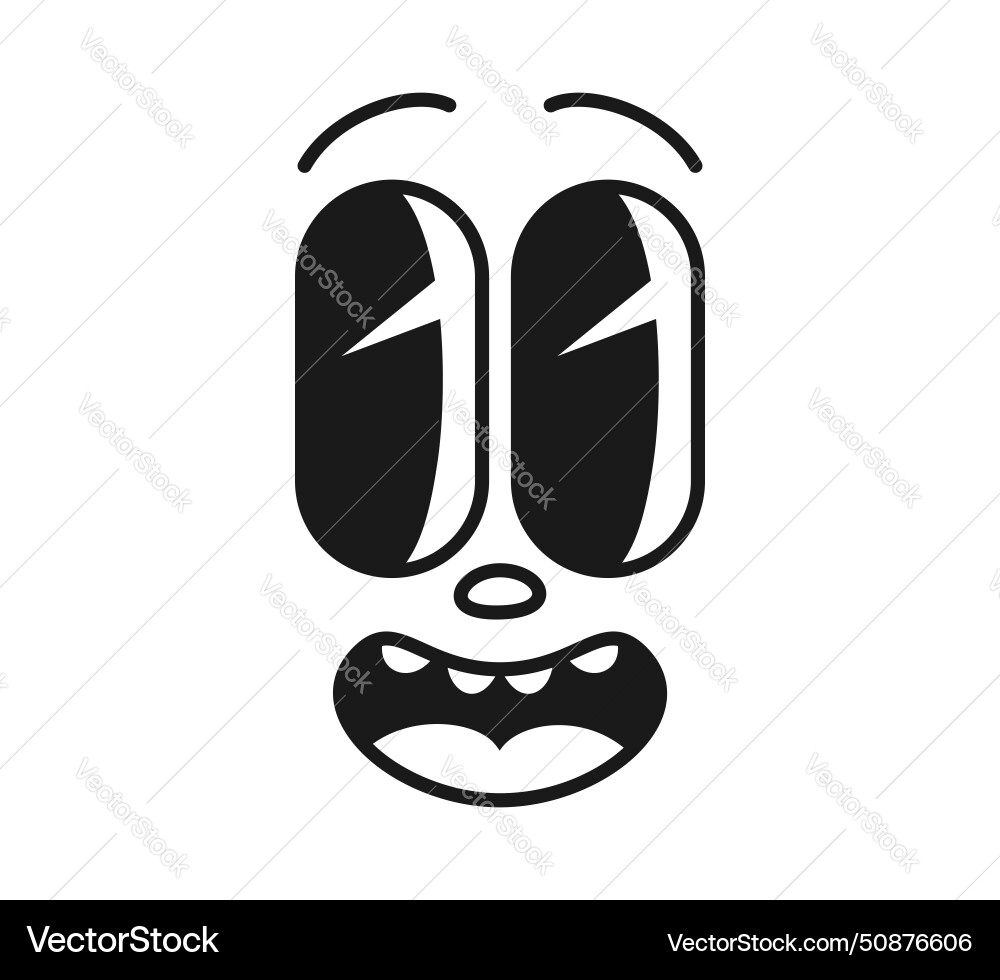 Cartoon comic groovy smile face with goggle eyes Vector Image