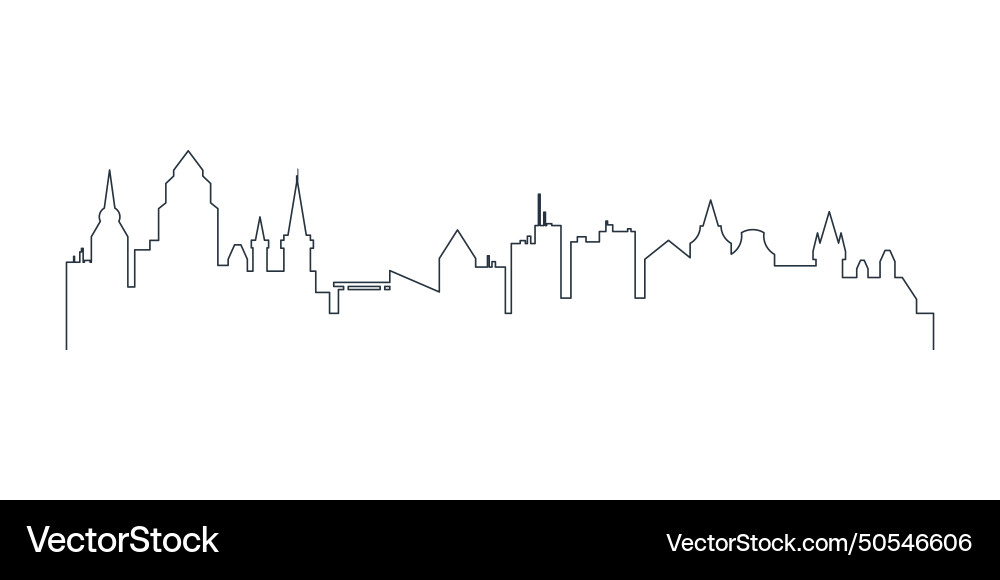 City skyline black line pattern abstract divider Vector Image