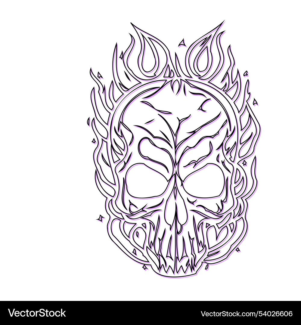 Cursed skull halloween sketch outline shadow Vector Image