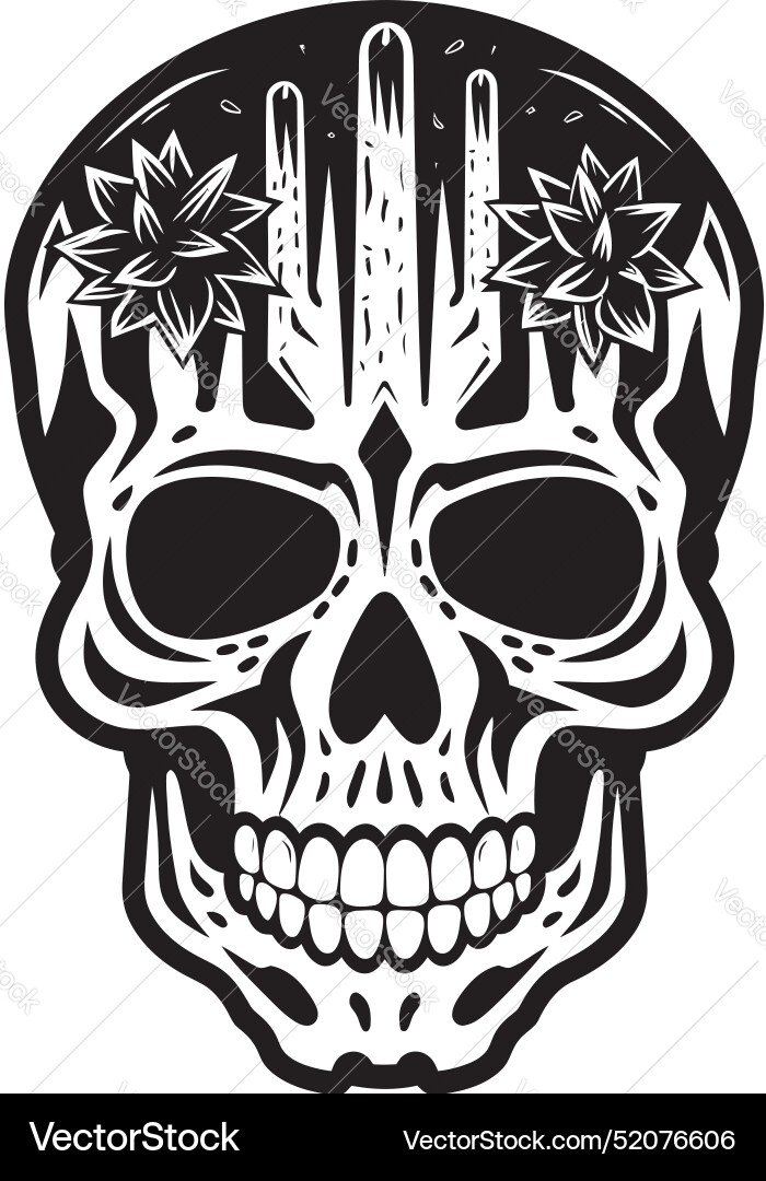 Desert demise skull with cactus icon graphic Vector Image