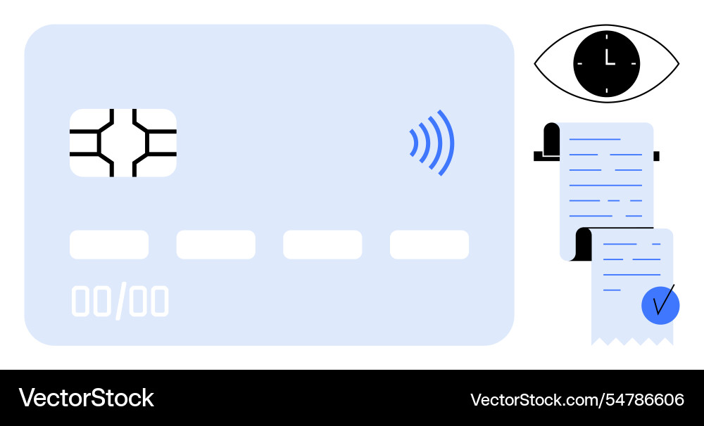 Digital payment with chip card and receipts eye Vector Image