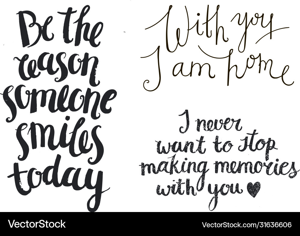 Hand Drawn Love Quotes - Ink Lettering Set Vector Image