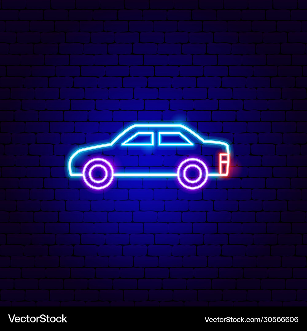 Neon Car Sign Royalty Free Vector Image - VectorStock