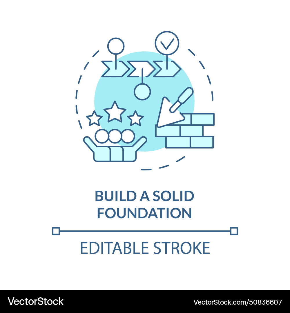 Build solid foundation soft blue concept icon Vector Image